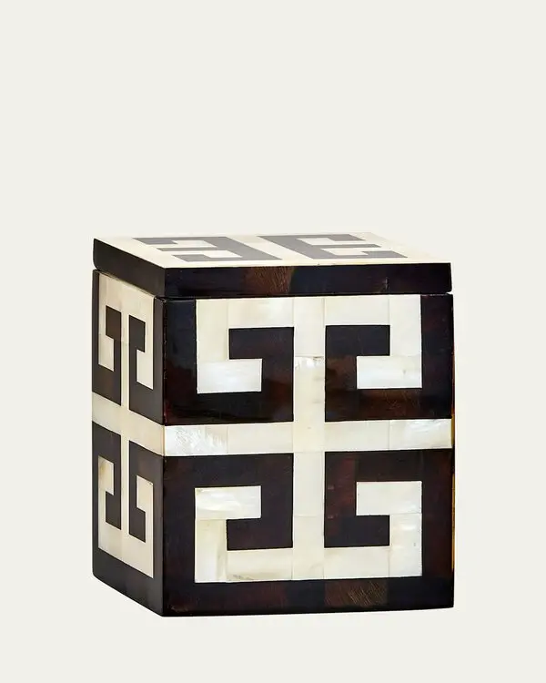 LABRAZEL Greek Key Canister - Ivory/ebony