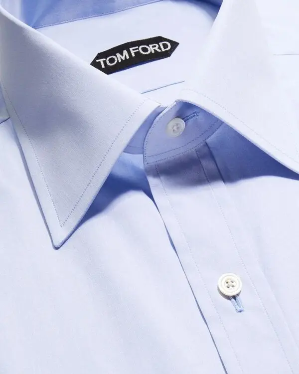 TOM FORD Apos;s Solid Point Collar Dress Shirt - Medium Blue Solid