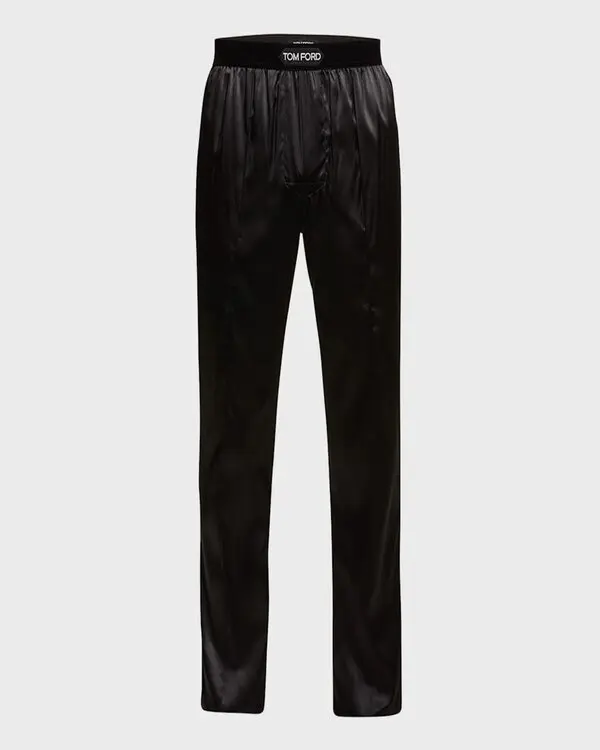Tom Ford Silk Logo Pajama Pants Black Editorialist