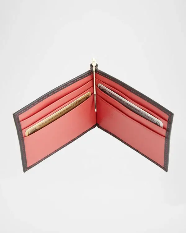 ROYCE NEW YORK Personalized Rfid-blocking Leather Money Clip - Red