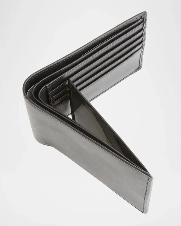 ROYCE NEW YORK Personalized Leather Rfid-blocking Trifold Wallet - Black
