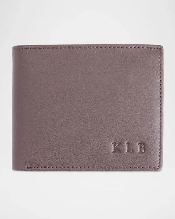 ROYCE NEW YORK Personalized Leather Rfid-blocking Trifold Wallet - Brown