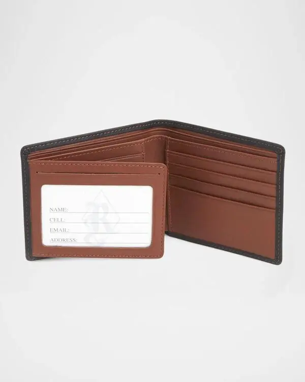ROYCE NEW YORK Personalized Leather Rfid-blocking Trifold Wallet - Tan