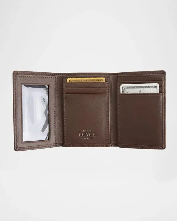ROYCE NEW YORK Personalized Leather Trifold Wallet - Black Pattern