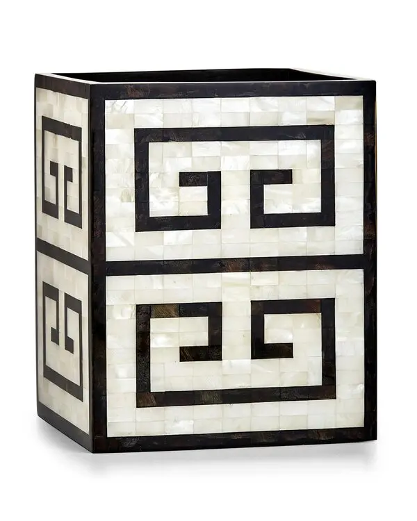 LABRAZEL Greek Key Wastebasket - Ivory/ebony