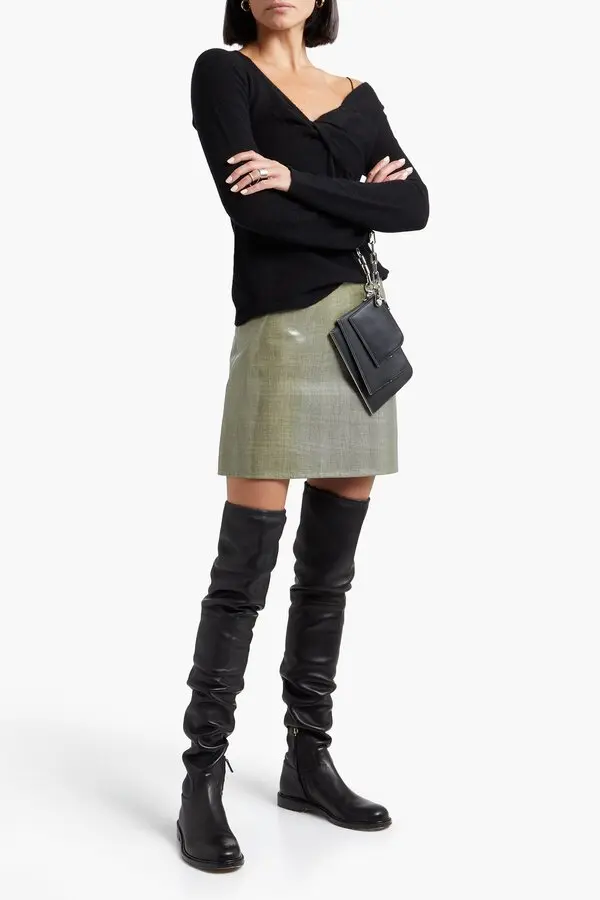 Helmut Lang Bungee Coldshoulder Twisted Woolblend Sweater