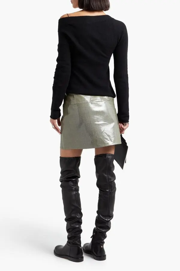 Helmut Lang Bungee Coldshoulder Twisted Woolblend Sweater