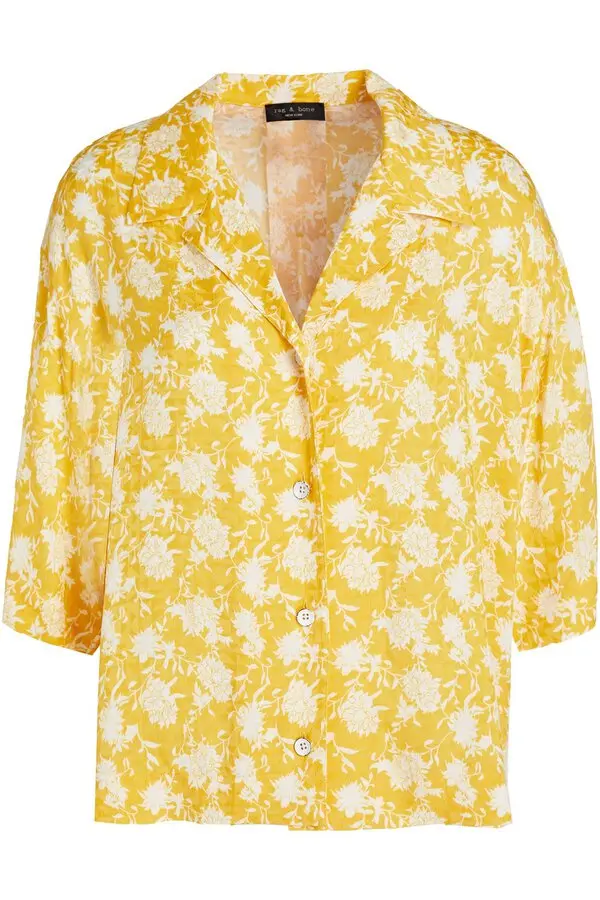 Rag & Bone Reed Floralprint Jacquard Shirt - Yellow