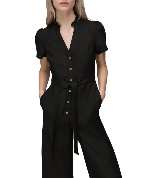 Whistles Emmie Linen Jumpsuit In Black 48% Off Editorialist