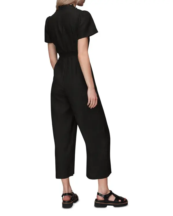 Whistles Emmie Linen Jumpsuit In Black 48% Off Editorialist