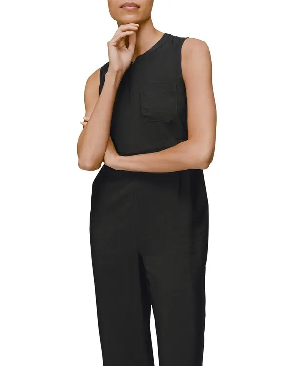 Whistles Josie Zip Front Jumpsuit - Black