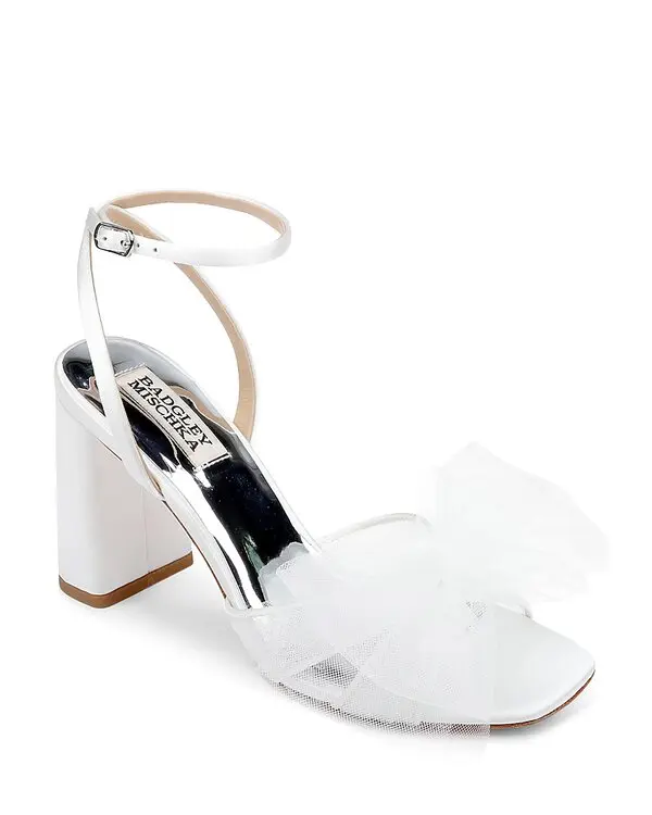 Badgley Mischka Tess Tulle Bow Block Heel Sandals