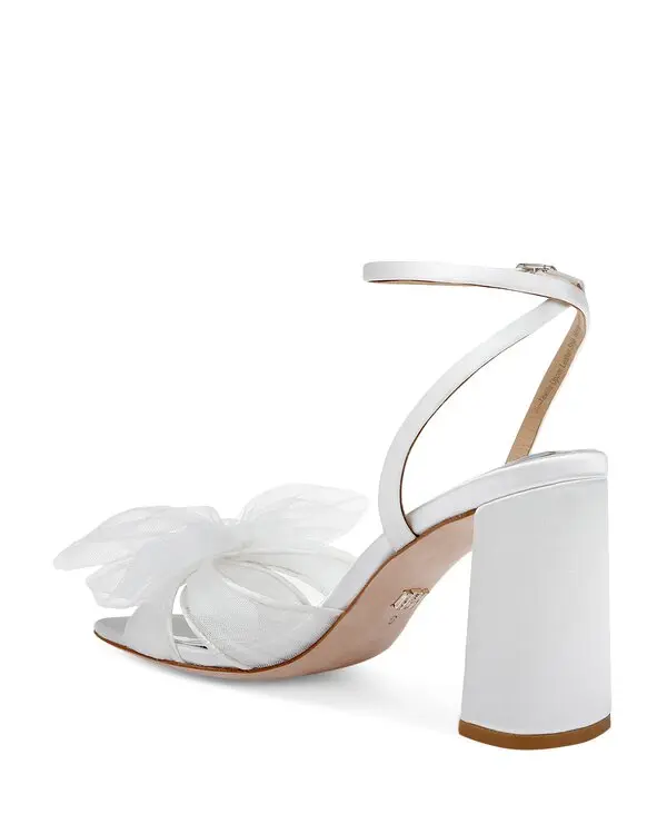 Badgley Mischka Tess Tulle Bow Block Heel Sandals