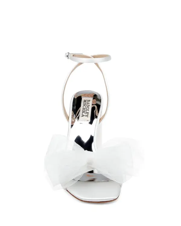 Badgley Mischka Tess Tulle Bow Block Heel Sandals