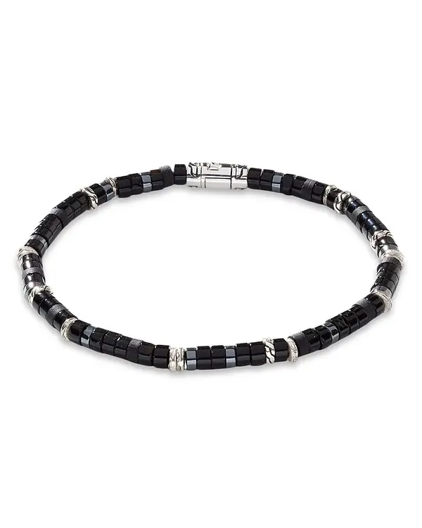 John Hardy Sterling Silver Classic Chain Onyx And Hematite Heishi Bracelet - Black
