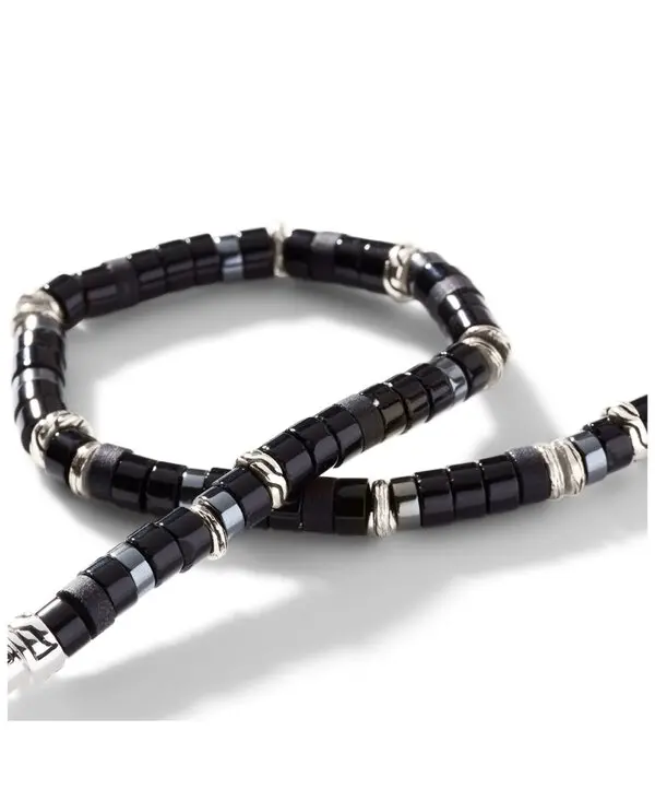 John Hardy Sterling Silver Classic Chain Onyx And Hematite Heishi Bracelet - Black