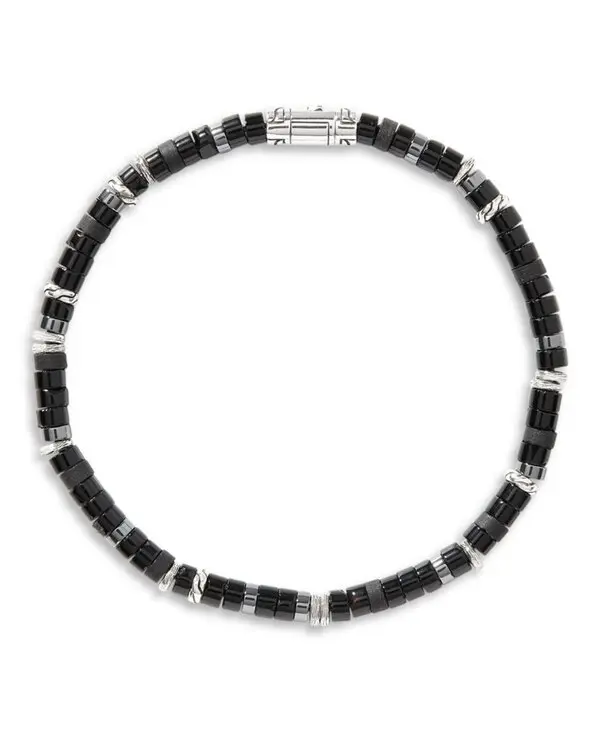 John Hardy Sterling Silver Classic Chain Onyx And Hematite Heishi Bracelet - Black