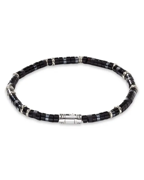 John Hardy Sterling Silver Classic Chain Onyx And Hematite Heishi Bracelet - Black
