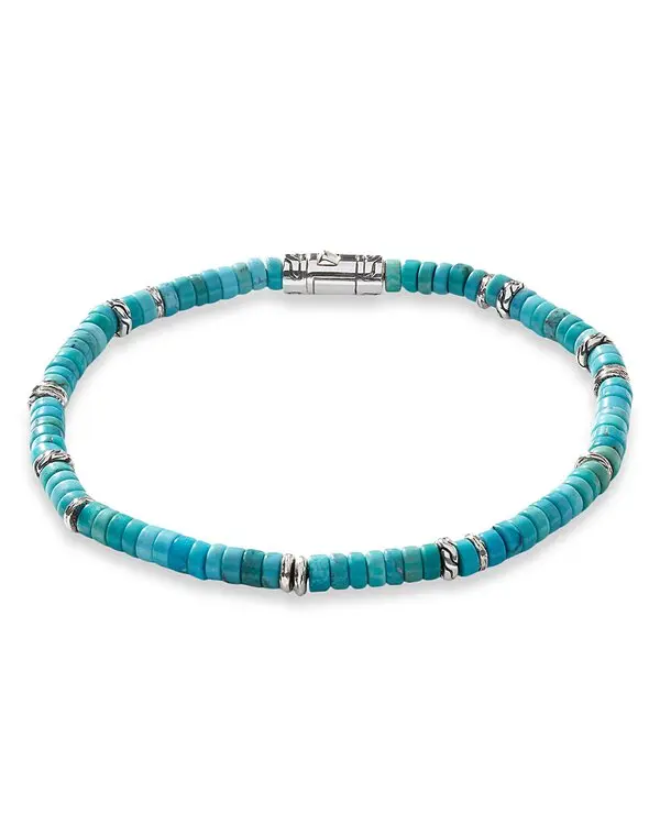 John Hardy Sterling Silver Classic Chain Turquoise Bead Heishi Bracelet - Blue