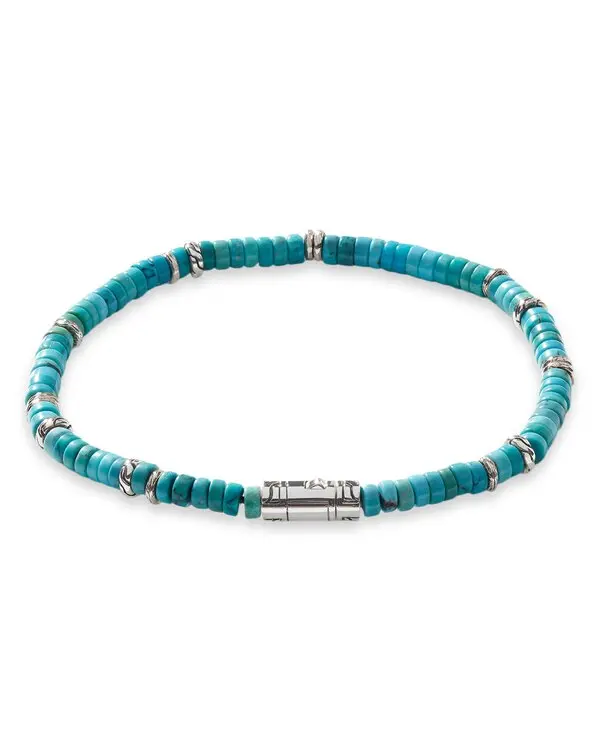 John Hardy Sterling Silver Classic Chain Turquoise Bead Heishi Bracelet - Blue
