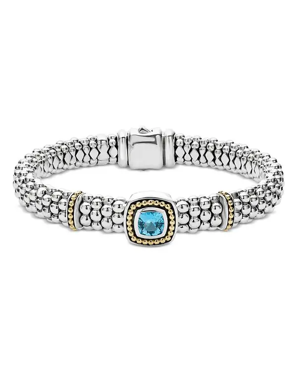 Lagos 18k Yellow Gold & Sterling Silver Blue Topaz Bracelet - Blue/silver