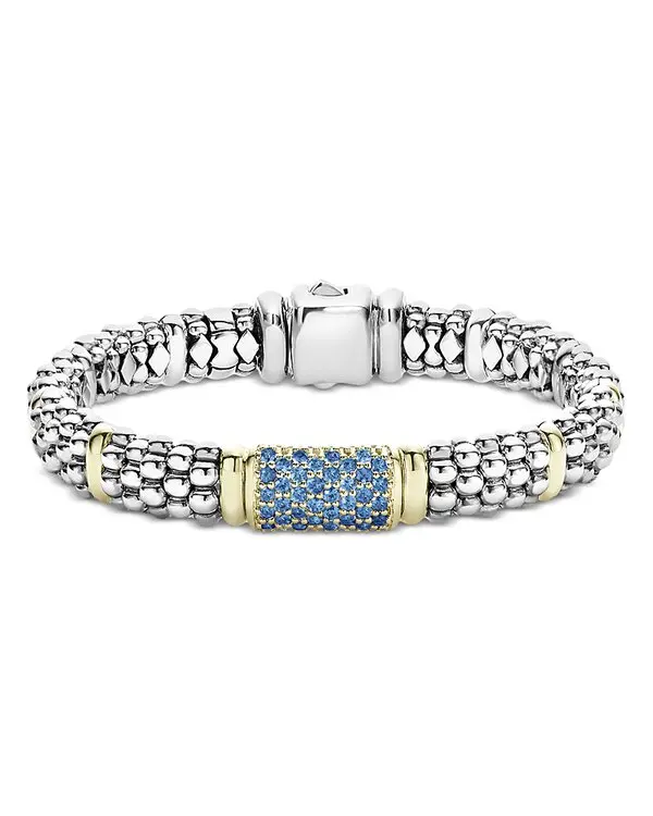 Lagos 18k Yellow Gold & Sterling Silver Sapphire Link Bracelet - Blue/silver