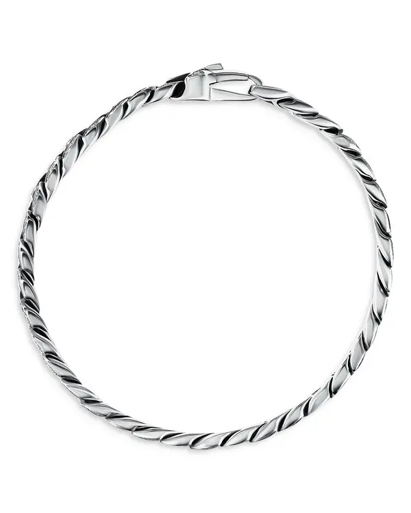 David Yurman Sterling Curb Chain Bracelet With Diamonds
