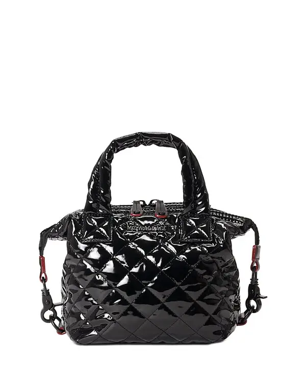 Mz Wallace Micro Sutton Bag - Black Lacquer/matte Black