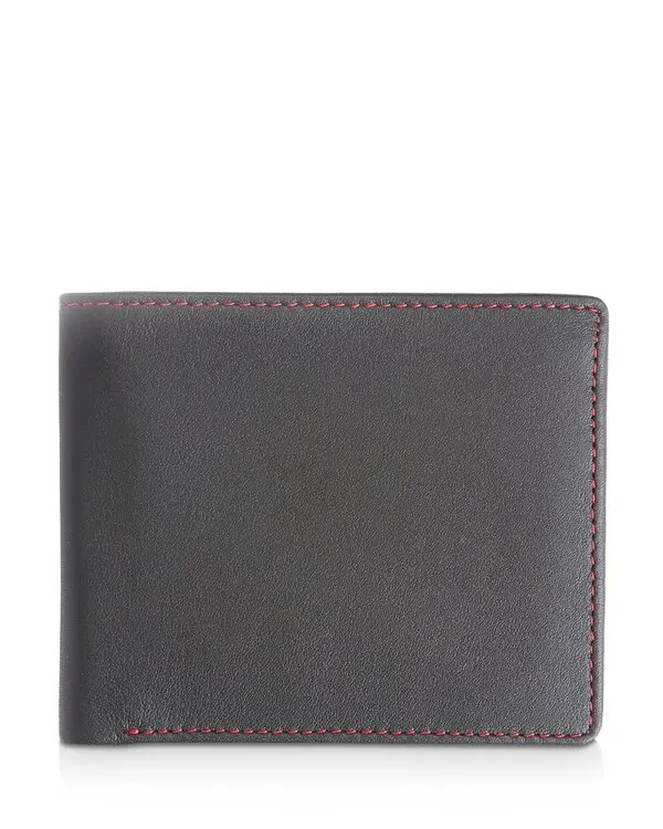 ROYCE NEW YORK Leather Rfid-blocking Id Flap Bifold Wallet - Black/red