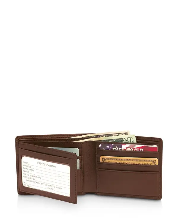 ROYCE NEW YORK Leather Rfid-blocking Id Flap Bifold Wallet - Brown