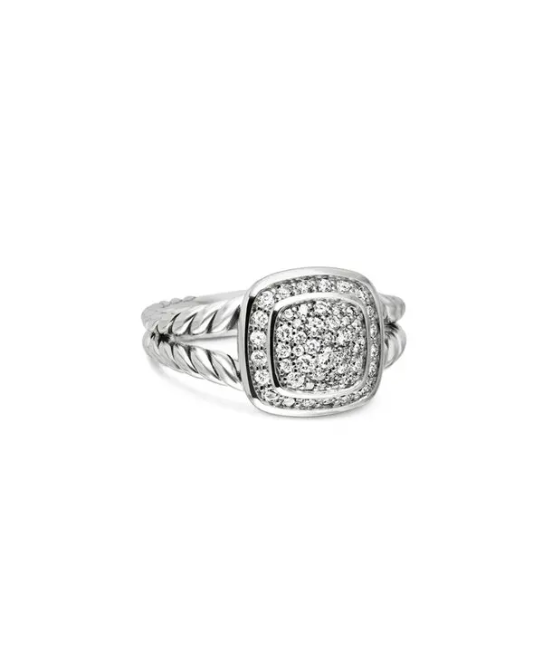 David Yurman Sterling Petite Albion Pave Diamond Ring - Silver