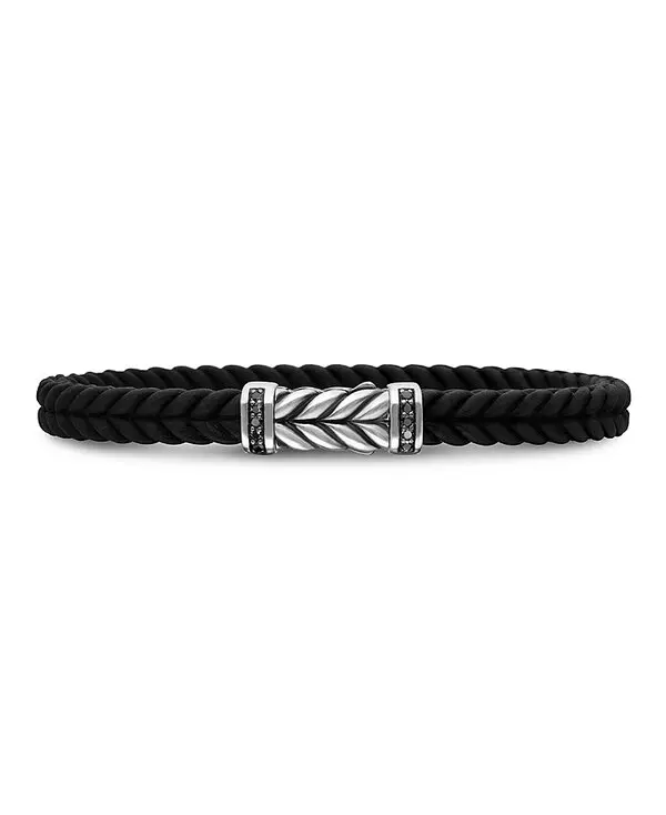 David Yurman Chevron Bracelet With Black Diamonds - Black/silver