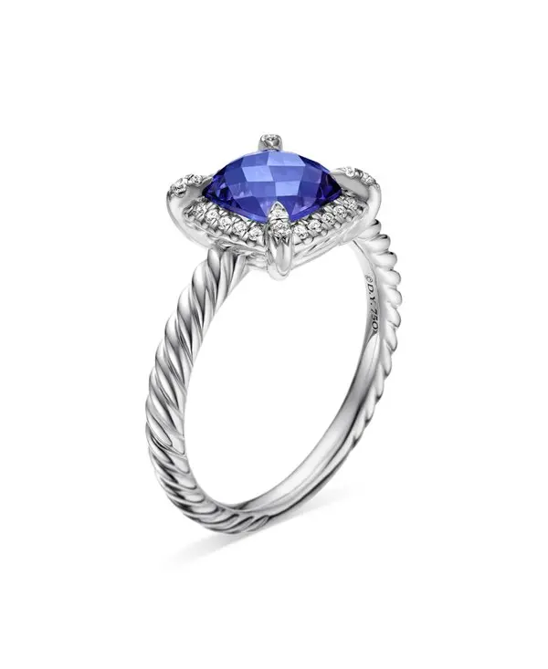 David Yurman 18k White Gold Tanzanite And Diamond Ring