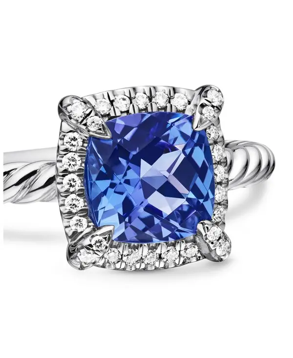 David Yurman 18k White Gold Tanzanite And Diamond Ring