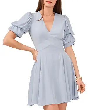 1.State Bubble Sleeve V-neck Dress