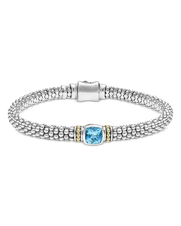 Lagos Sterling Silver And 18k Yellow Gold Blue Topaz Bracelet - Blue/silver