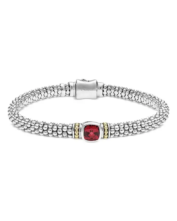 Lagos Sterling Silver And 18k Yellow Gold Rhodolite Garnet Link Bracelet - Red/silver
