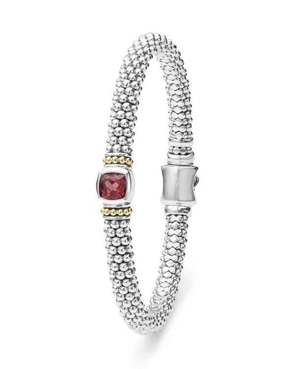 Lagos Sterling Silver And 18k Yellow Gold Rhodolite Garnet Link Bracelet - Red/silver