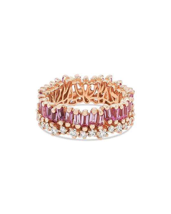 SUZANNE KALAN 18k Rose Gold Fireworks Pink Sapphire And Diamond Eternity Band - Pink/rose Gold