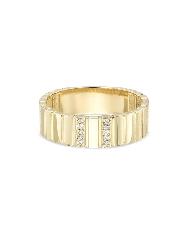 ZOE LEV 14k Yellow Diamond Cigar Bar Ring - Gold