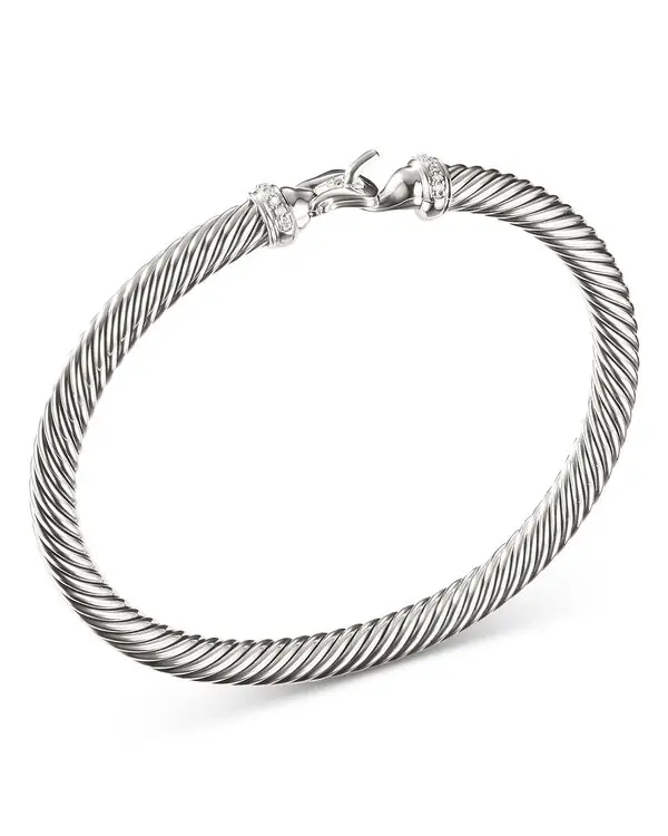 David Yurman Sterling Cable Buckle Bracelet With Diamonds