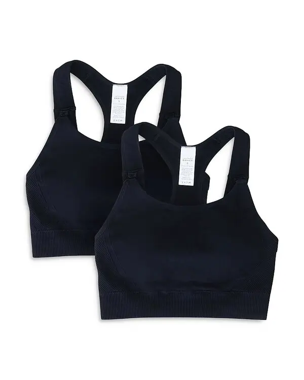 Ingrid & Isabel® Seamless Nursing Sports Bra, Pack Of 2 - Black/black