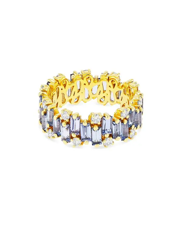 SUZANNE KALAN 18k Yellow Gold Fireworks Blue Sapphire & Diamond Band - Blue/gold