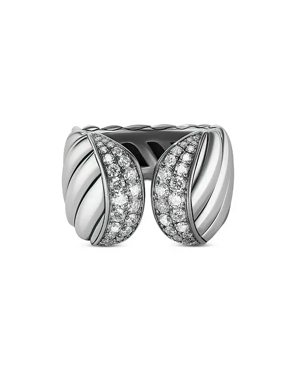 David Yurman Sculpted Cable Ring With Pave Diamonds - Silver