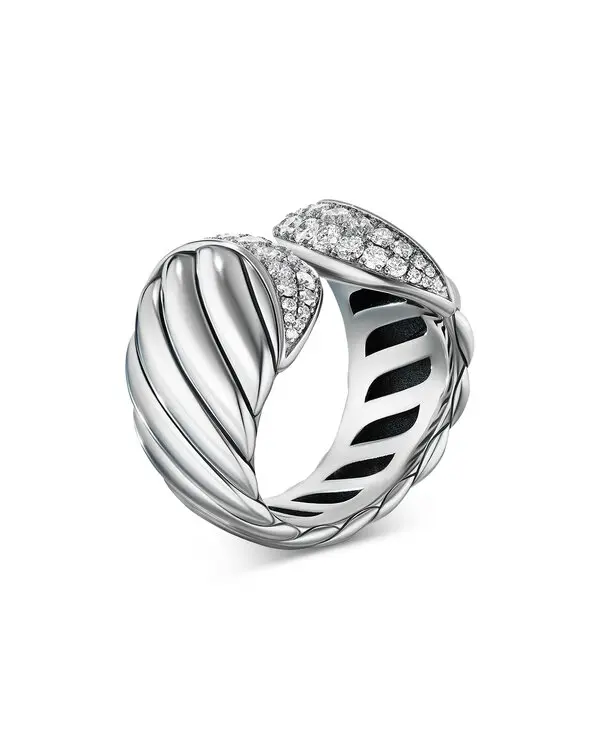 David Yurman Sculpted Cable Ring With Pave Diamonds