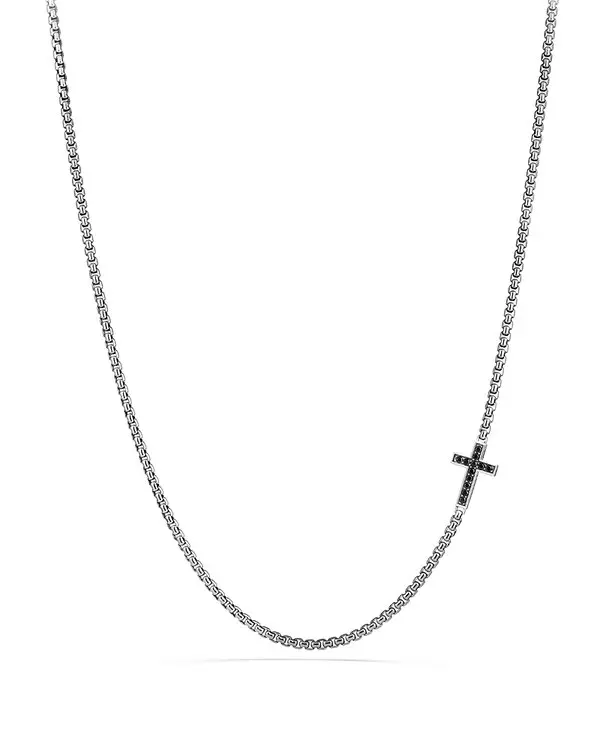David Yurman Pave Cross Necklace - Black/silver