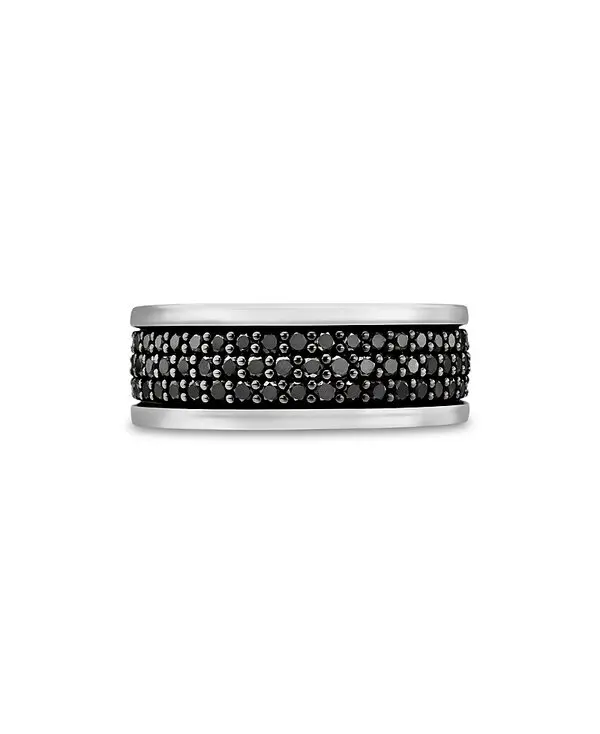 David Yurman Streamline Band Ring With Black Diamonds - Black/silver