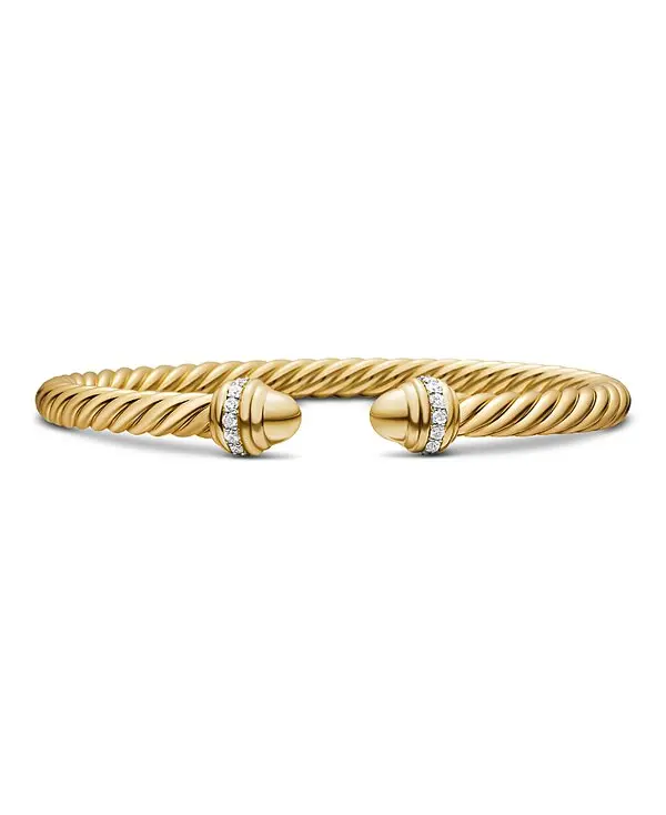 David Yurman Cable Bracelet In 18k Gold With Diamonds - White/gold