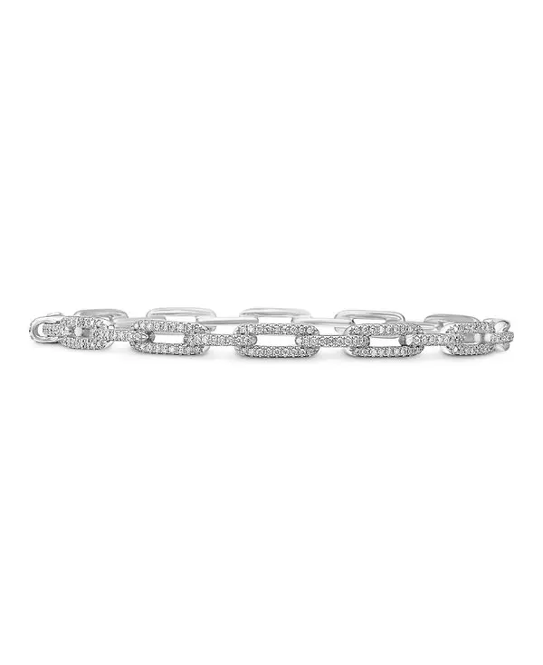 David Yurman 18k Gold Stax Chain Link Bracelet With Diamonds - White