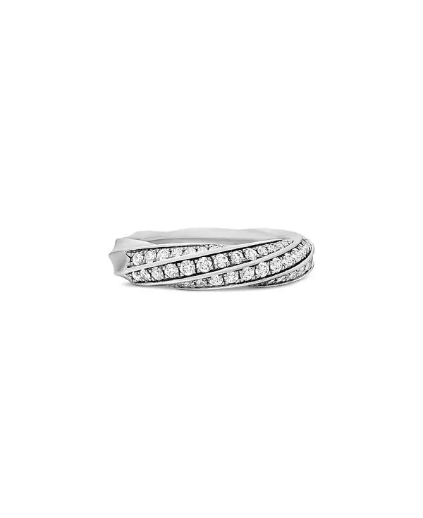 David Yurman Cable Edge Band Ring With Diamonds - Silver